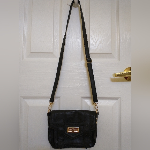 Yoki | Bags | Black Faux Leather Crossbody Satchel | Poshmark